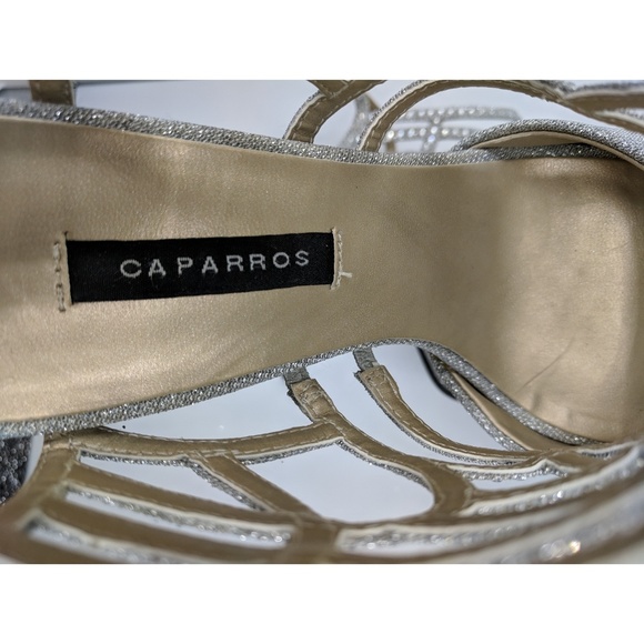 Caparros | Shoes | Caparros Sandals 8 Silver Rhinestoneglitter 4heel ...